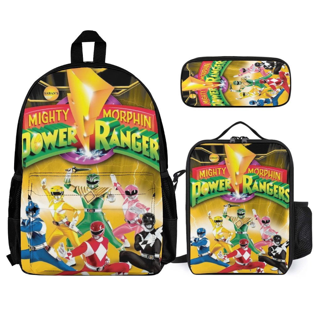 Power Rangers Backpacks 3 Piece Set Bookbag with Lunch Bag And Pencil ...