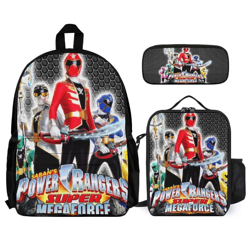 Power Rangers Backpacks 3 Piece Set Bookbag with Lunch Bag And Pencil ...