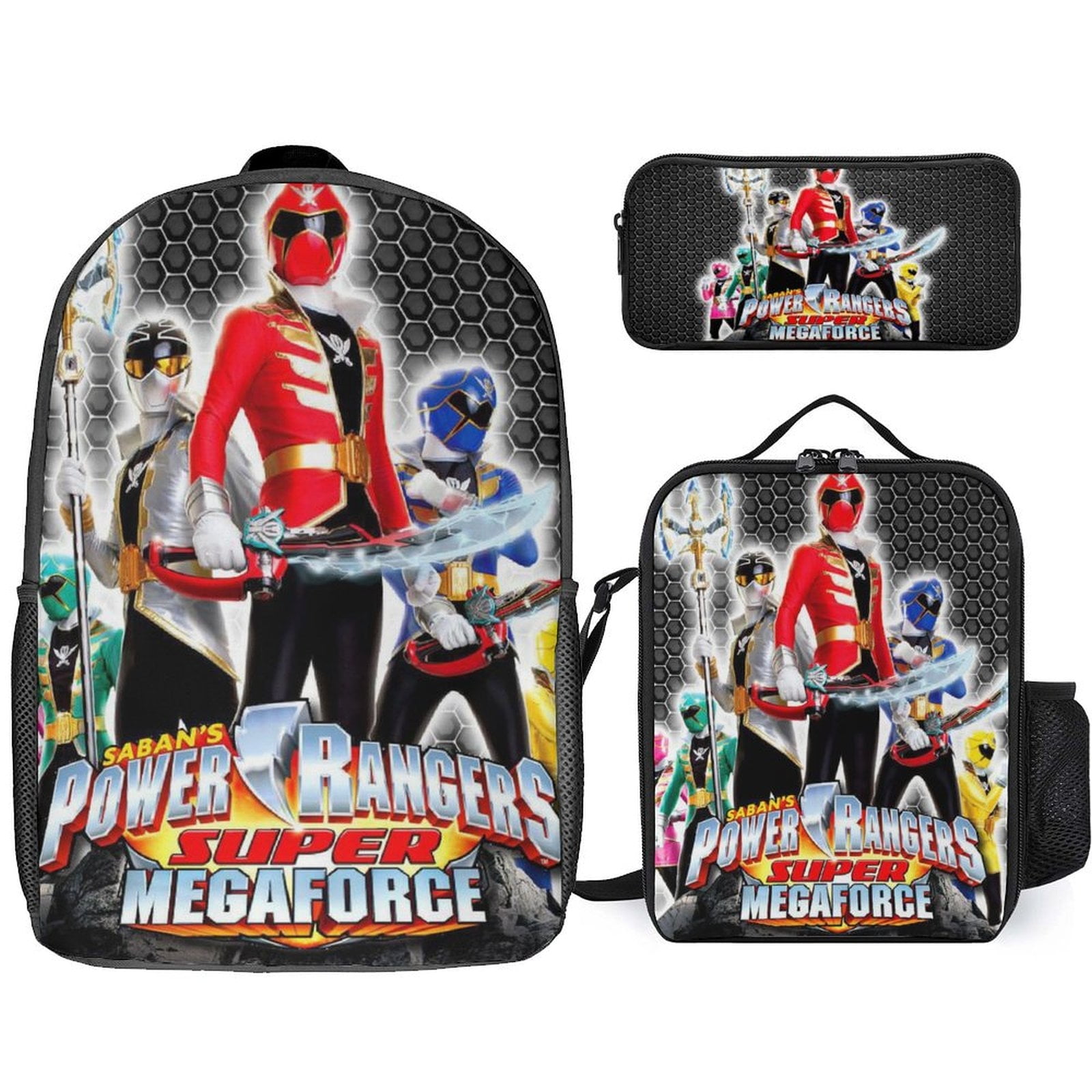 Power Rangers Backpacks 3 Piece Set Bookbag with Lunch Bag And Pencil ...