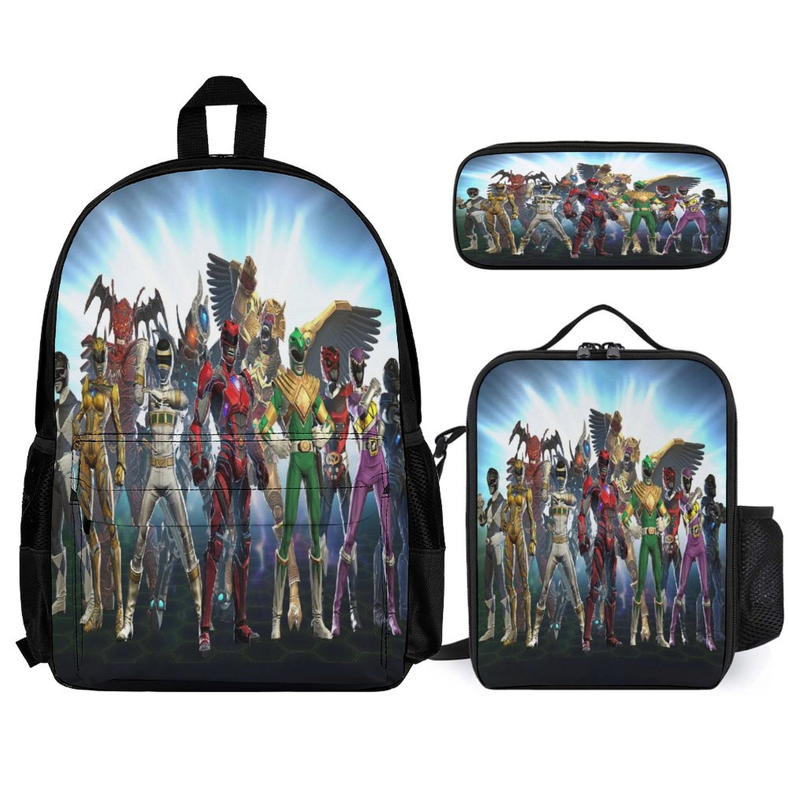 Power Rangers Backpac Set Backpac with Front Pocket 3 Pices Backpac ...