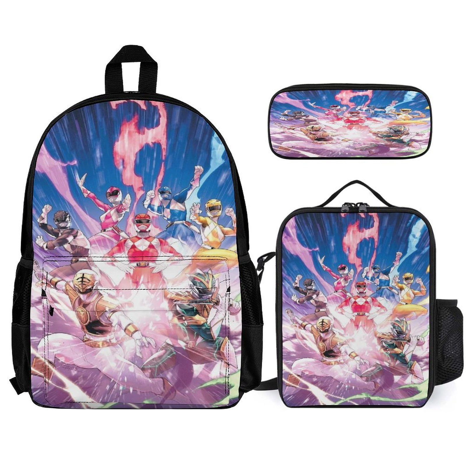 Power Rangers Backpac Set Backpac with Front Pocket 3 Pices Backpac ...
