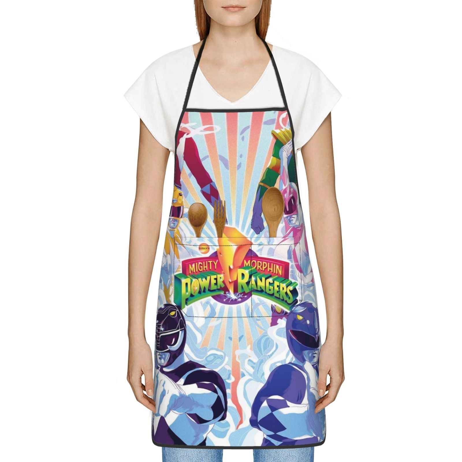 Power Rangers Bib Apron With Pockets, Cooking Kitchen Chef Apron For ...