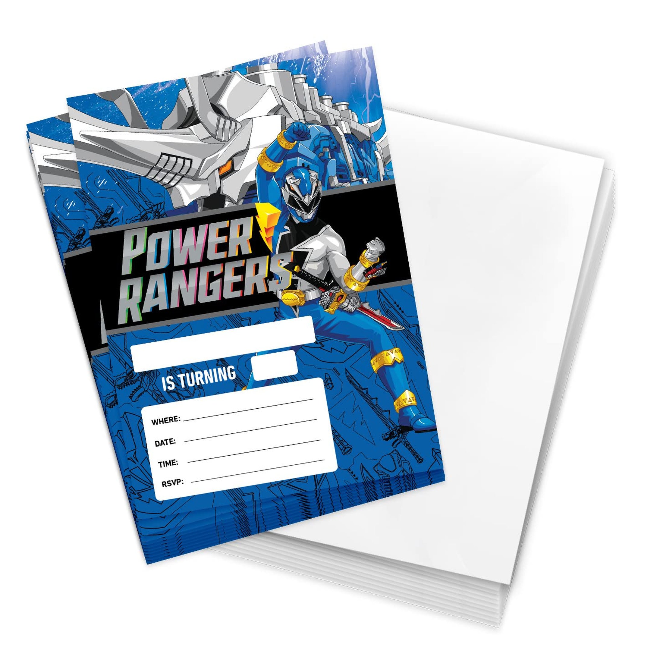 Power Rangers Birthday Bash Invitations - 10 Count Party Cards with ...