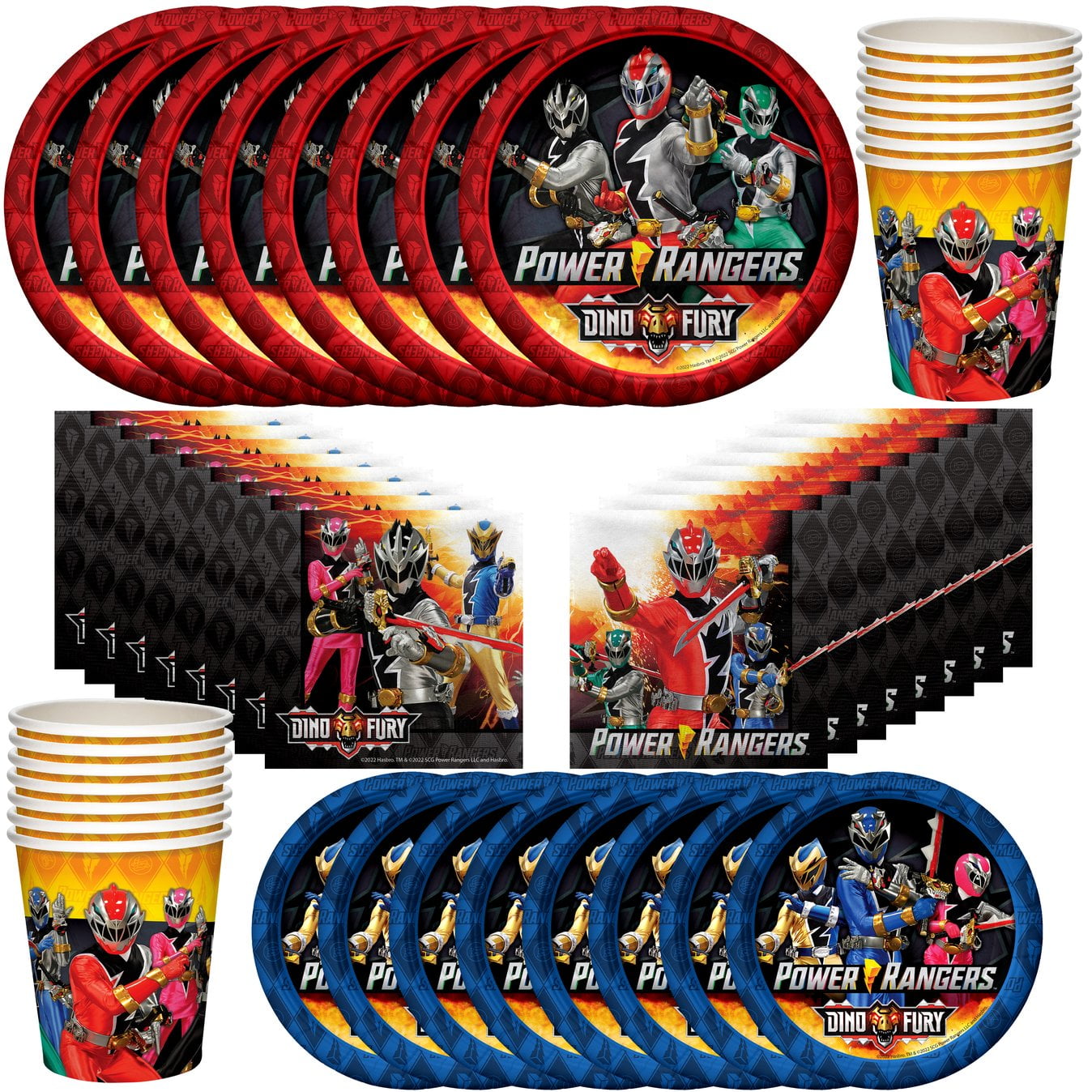 Power Rangers Birthday Supplies Tableware Classic Set for 24 Guests ...