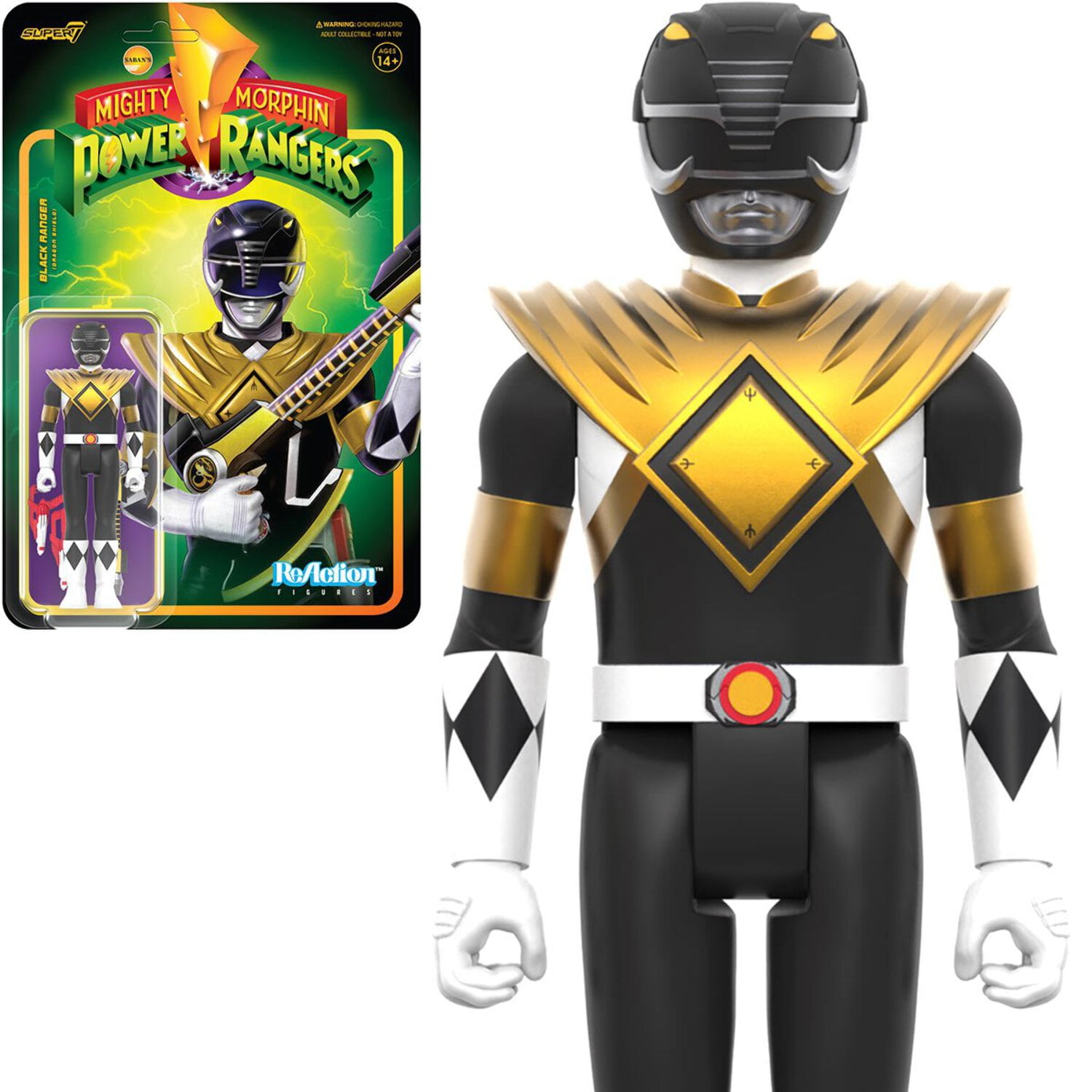 Power Rangers Black Ranger (Dragon Shield) ReAction Figure - Walmart.com