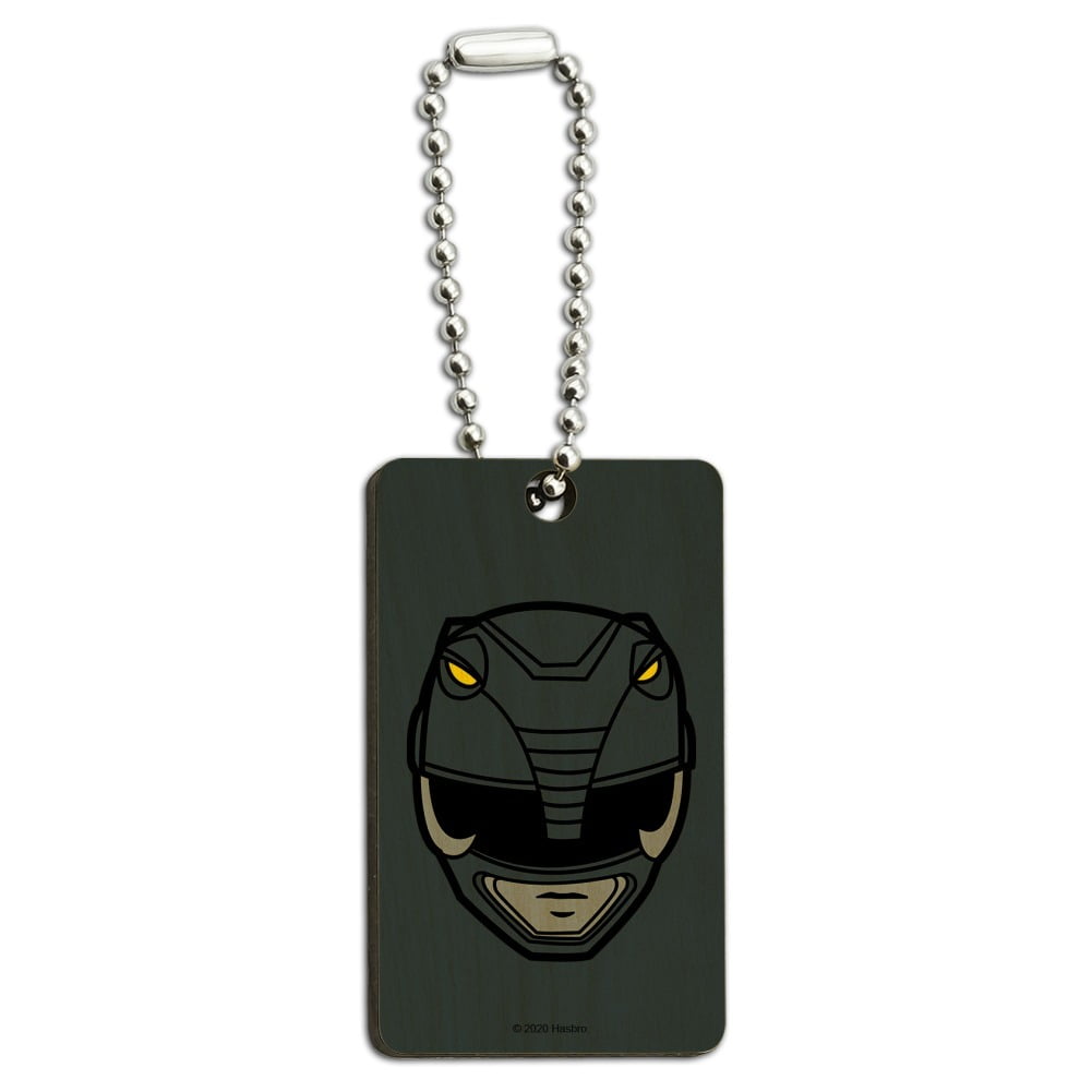Power Rangers Black Ranger Helmet Wood Wooden Rectangle Keychain Key ...