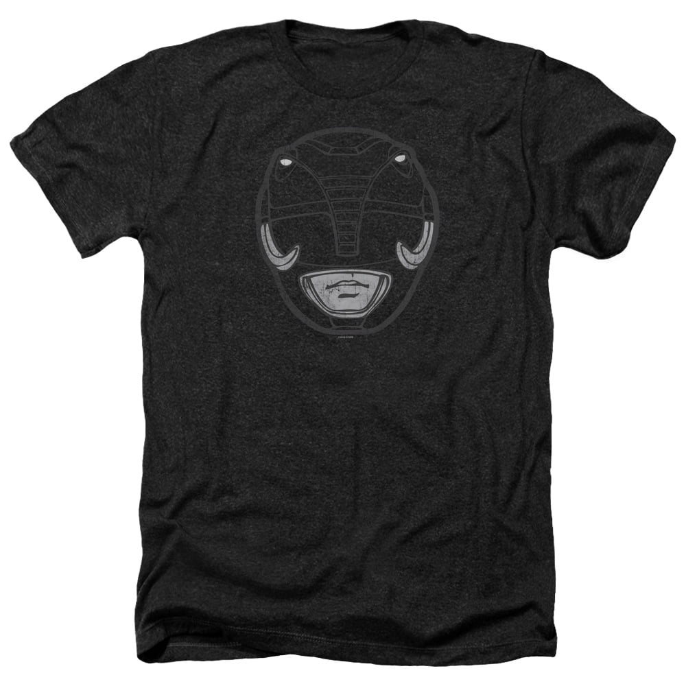 Power Rangers - Black Ranger Mask - Heather Short Sleeve Shirt - Large ...