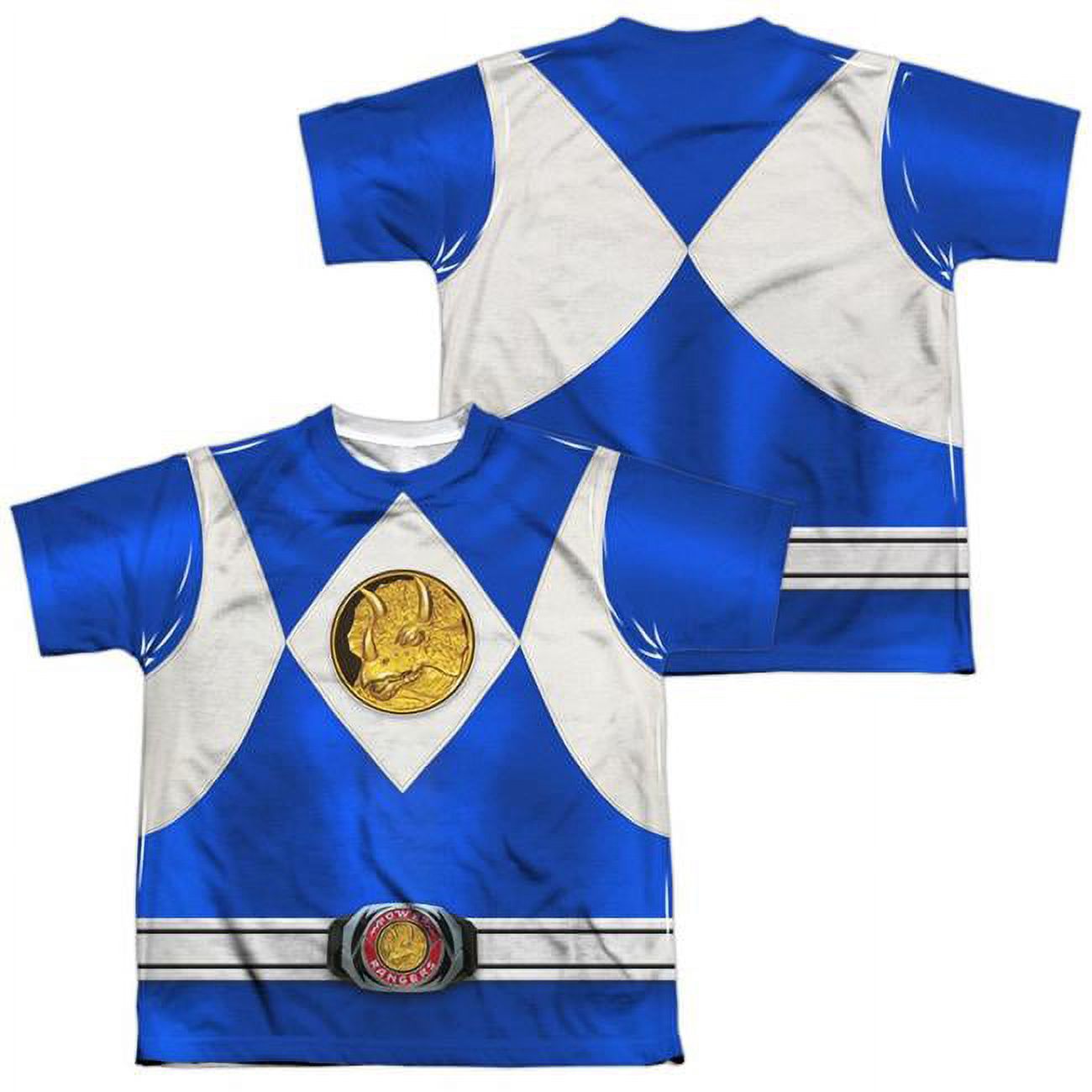 Power Rangers Men's Blue Ranger Emblem Sublimation T-shirt White ...