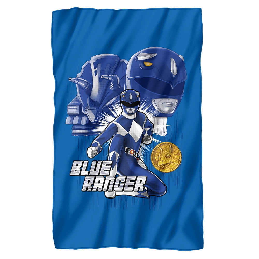 Power Rangers Blue Ranger Fuzzy Throw Fleece Blanket 36' x 58 ...