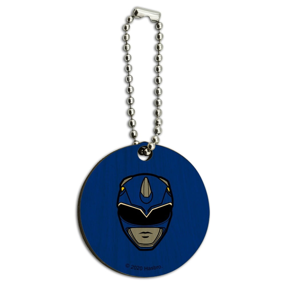 Power Rangers Blue Ranger Helmet Wood Wooden Round Keychain Key Chain ...