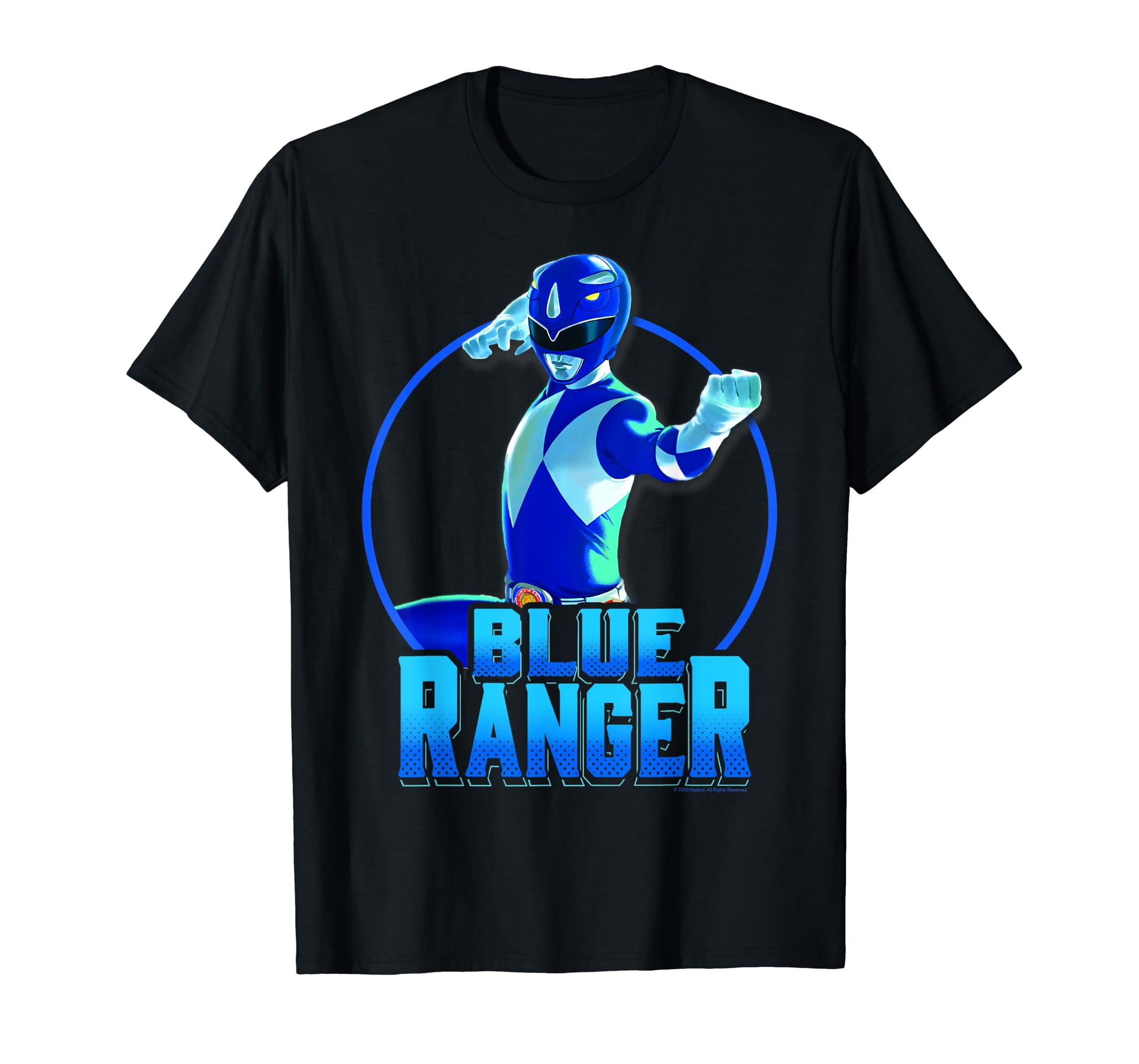 Power Rangers Blue Ranger Karate Action Circle Portrait T-Shirt ...