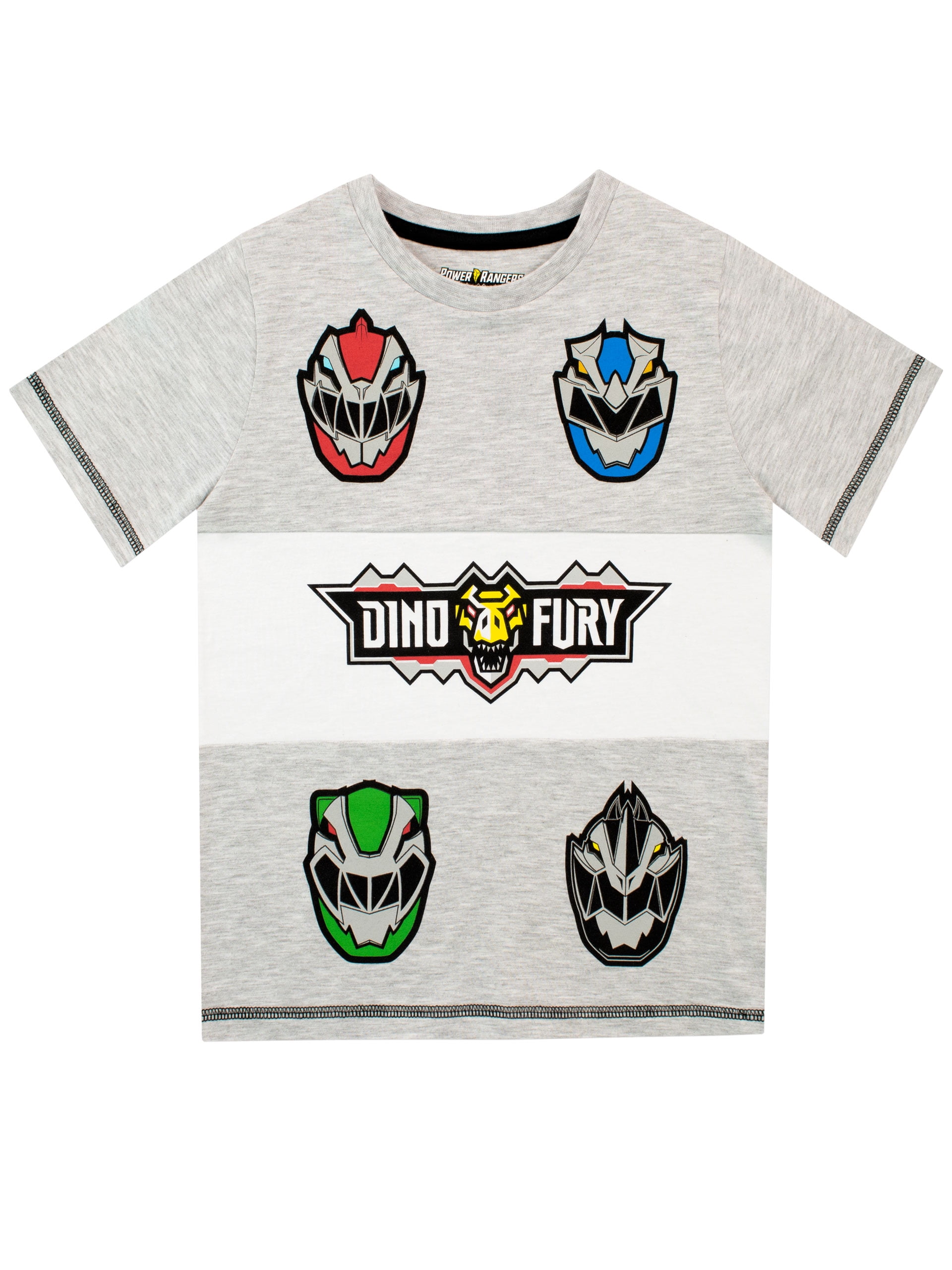 Power Rangers Kids Clothes: Boys Dino Fury T-Shirt, Light Gray, Sizes 4 ...