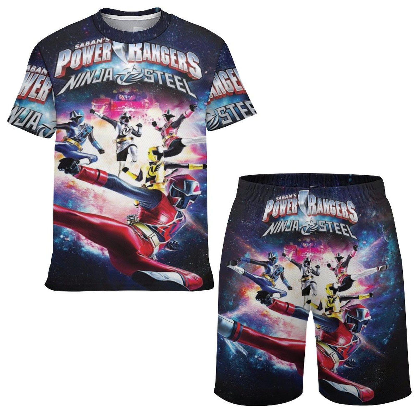 Power Rangers Boys Girls Short Sleeve Mesh T-Shirt And Shorts Outfit ...