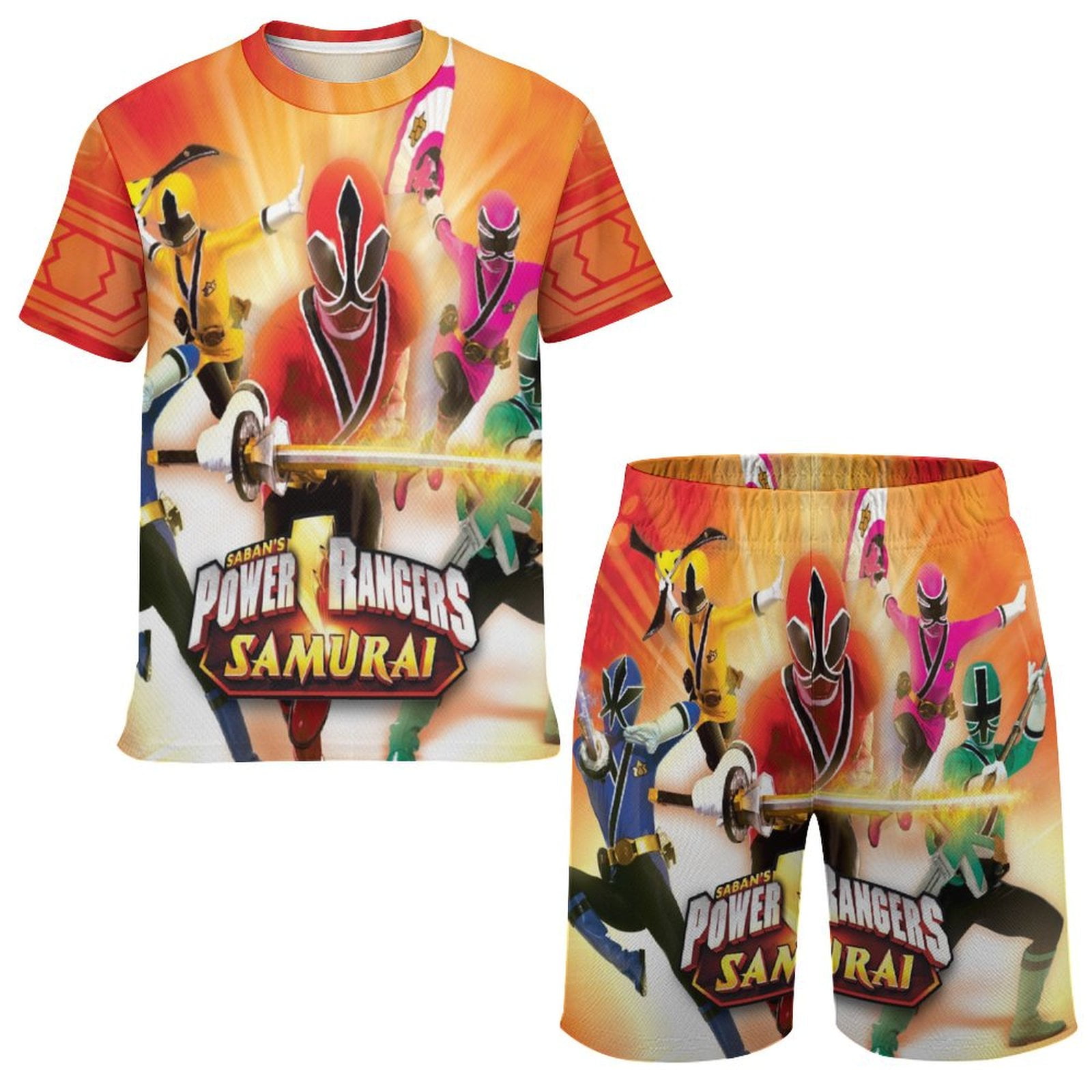 Power Rangers Boys Girls Short Sleeve Mesh T-Shirt And Shorts Outfit ...