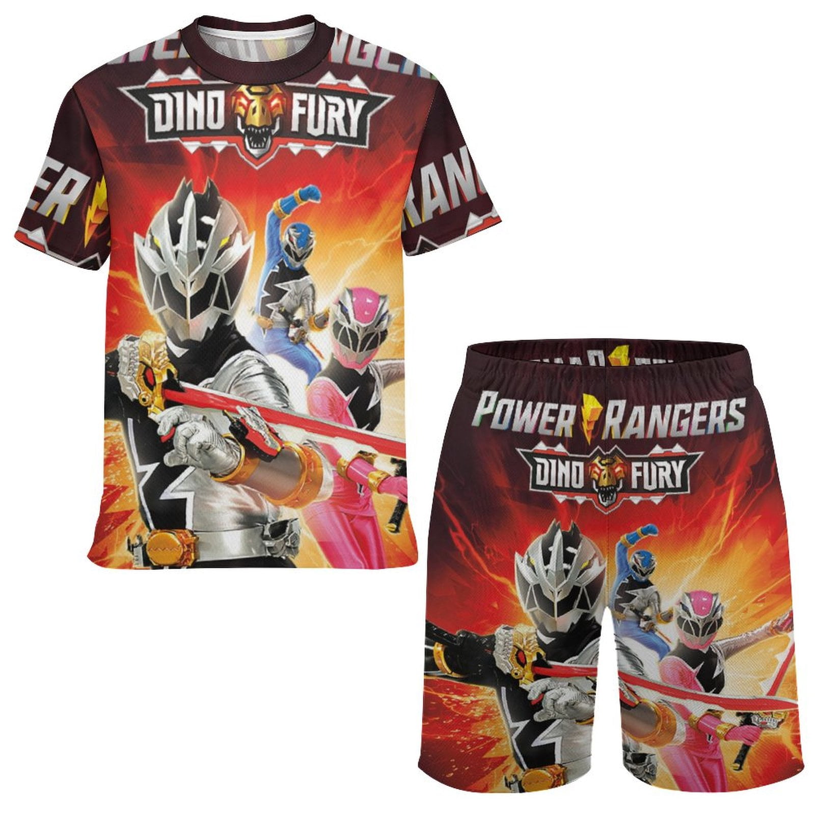 Power Rangers Boys Girls Short Sleeve Mesh T-Shirt And Shorts Outfit ...