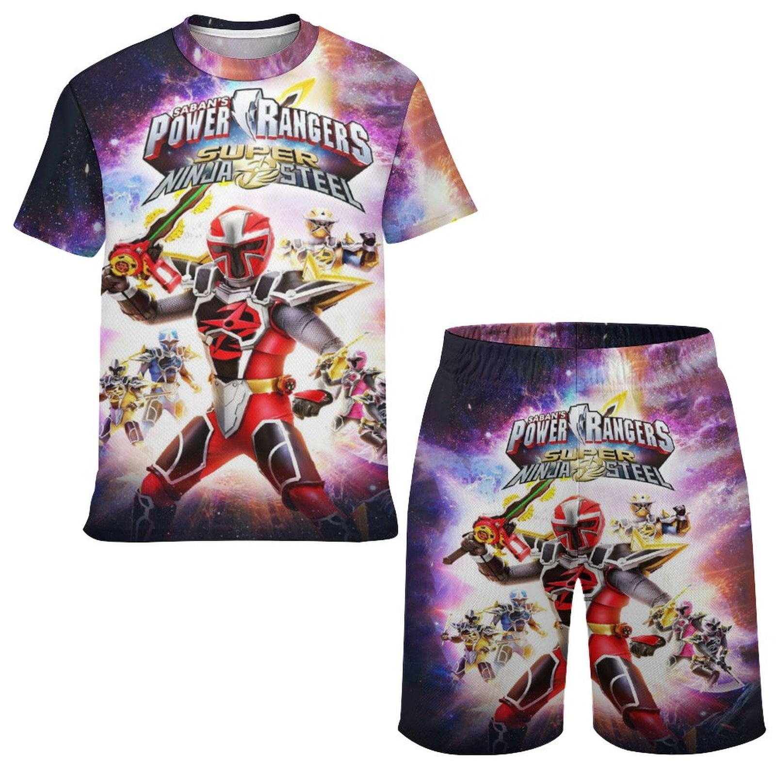 Power Rangers Boys Girls Short Sleeve Mesh T-Shirt And Shorts Outfit ...