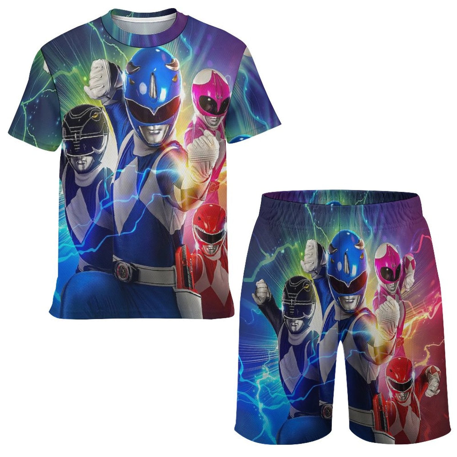 Power Rangers Boys Girls Short Sleeve Mesh T-Shirt And Shorts Outfit ...