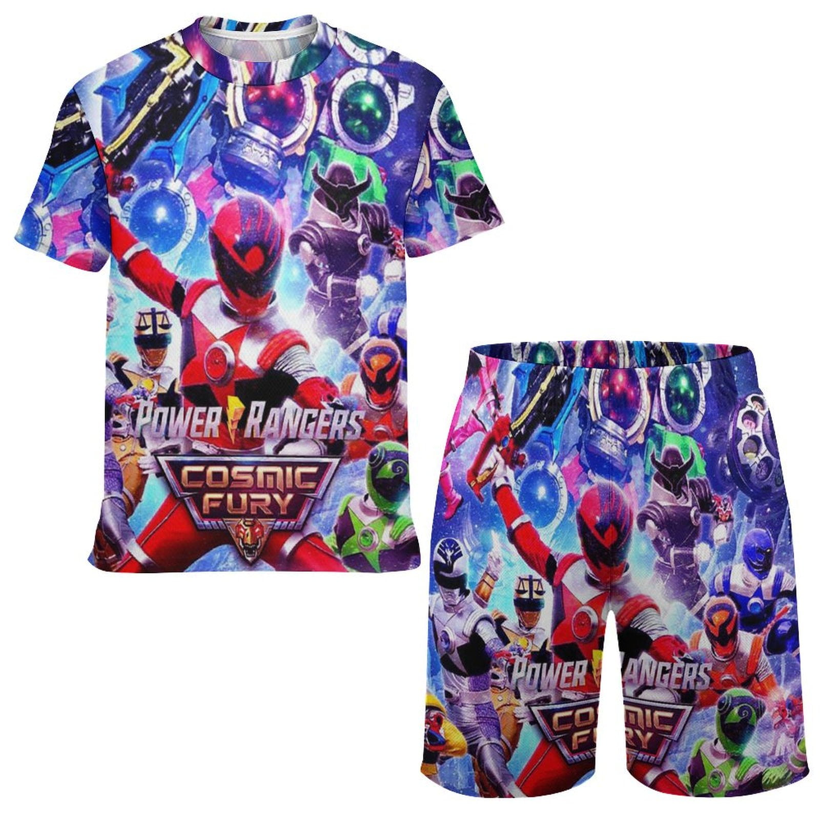 Power Rangers Boys Girls Short Sleeve Mesh T-Shirt And Shorts Outfit ...