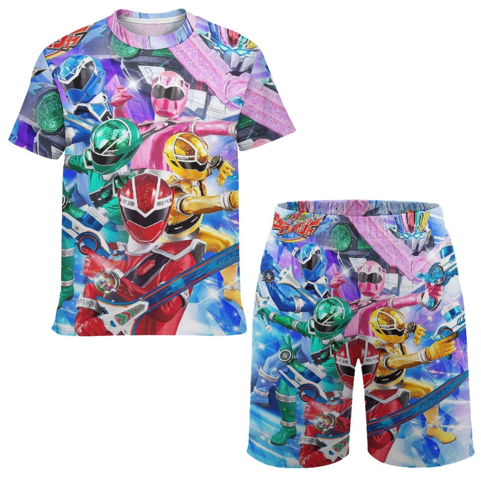 Power Rangers Boys Girls Short Sleeve Mesh T-Shirt And Shorts Outfit ...