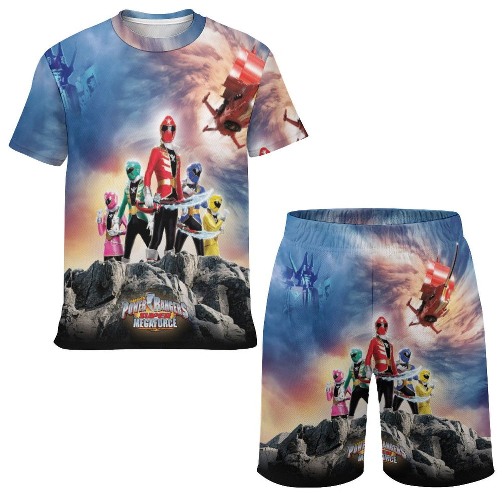 Power Rangers Boys Girls Short Sleeve Mesh T-Shirt And Shorts Outfit ...
