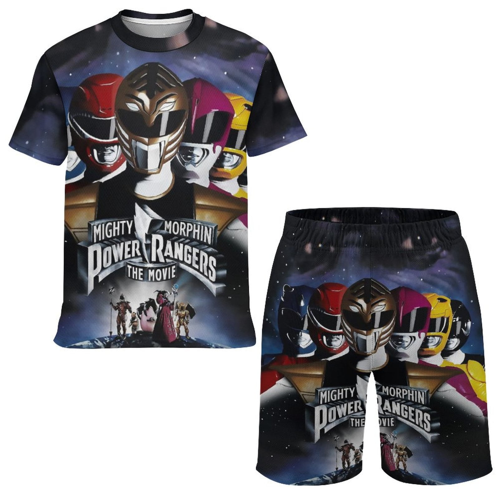 Power Rangers Boys Girls Short Sleeve Mesh T-Shirt And Shorts Outfit ...