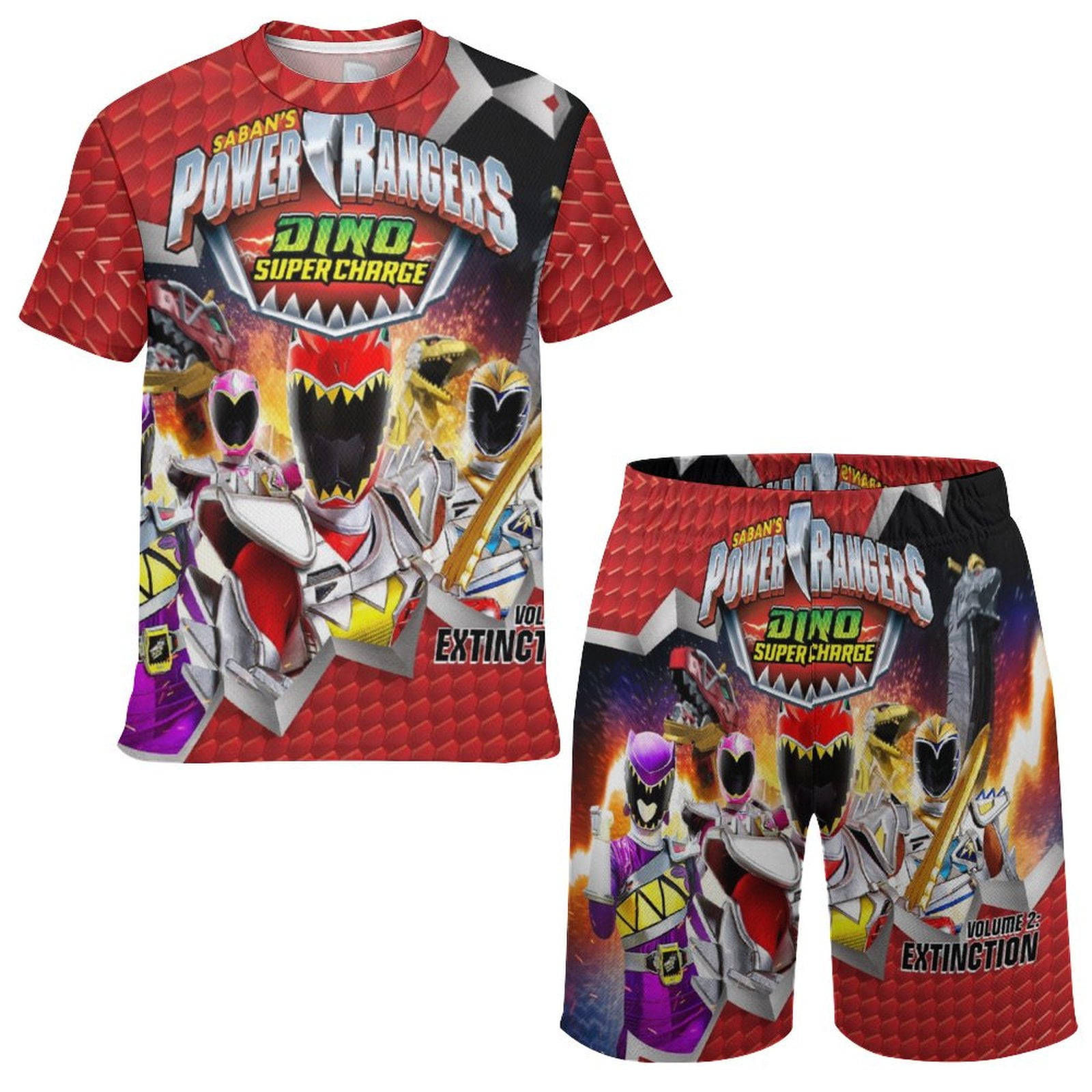 Power Rangers Boys Girls Short Sleeve Mesh T-Shirt And Shorts Outfit ...
