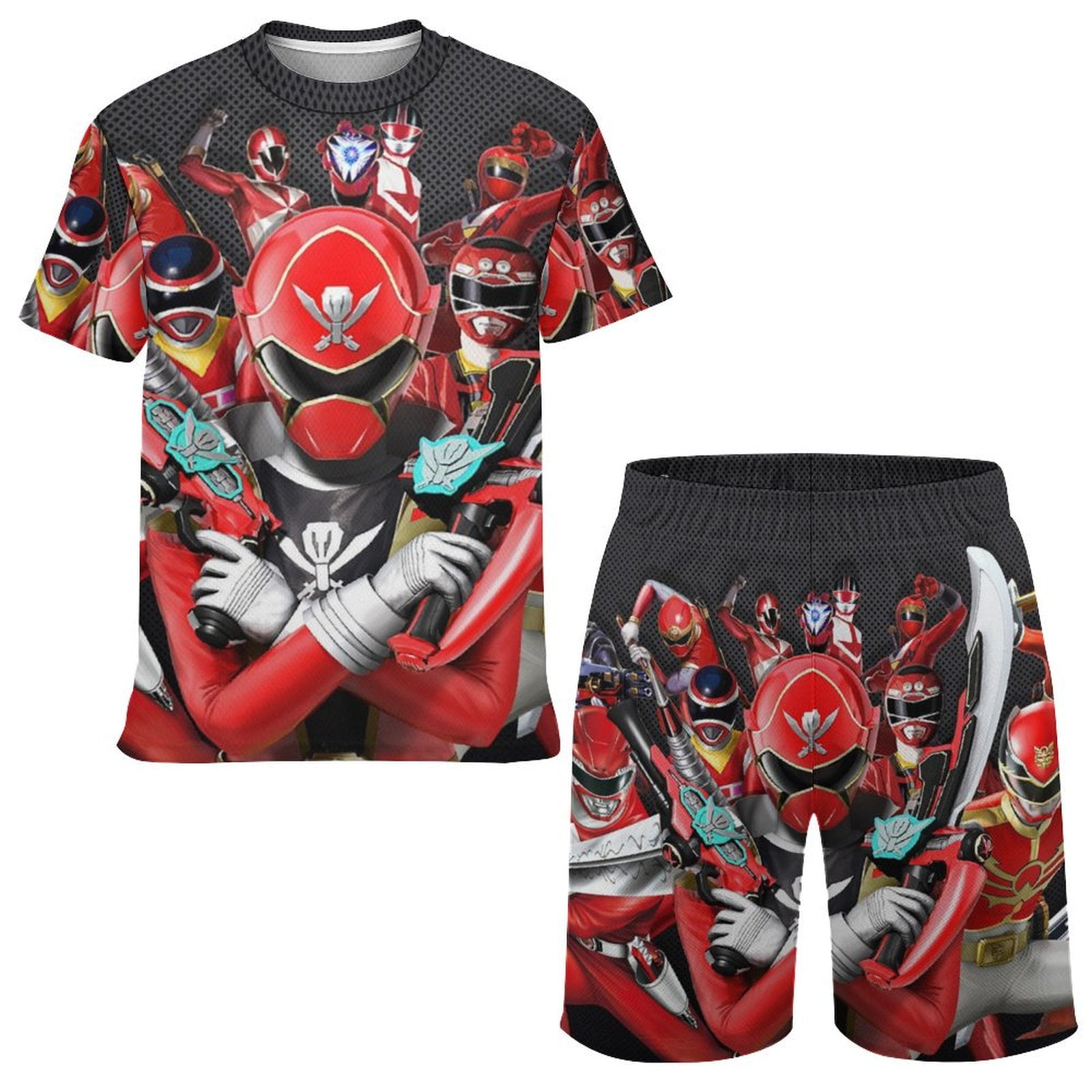 Power Rangers Boys Girls Short Sleeve Mesh T-Shirt And Shorts Outfit ...
