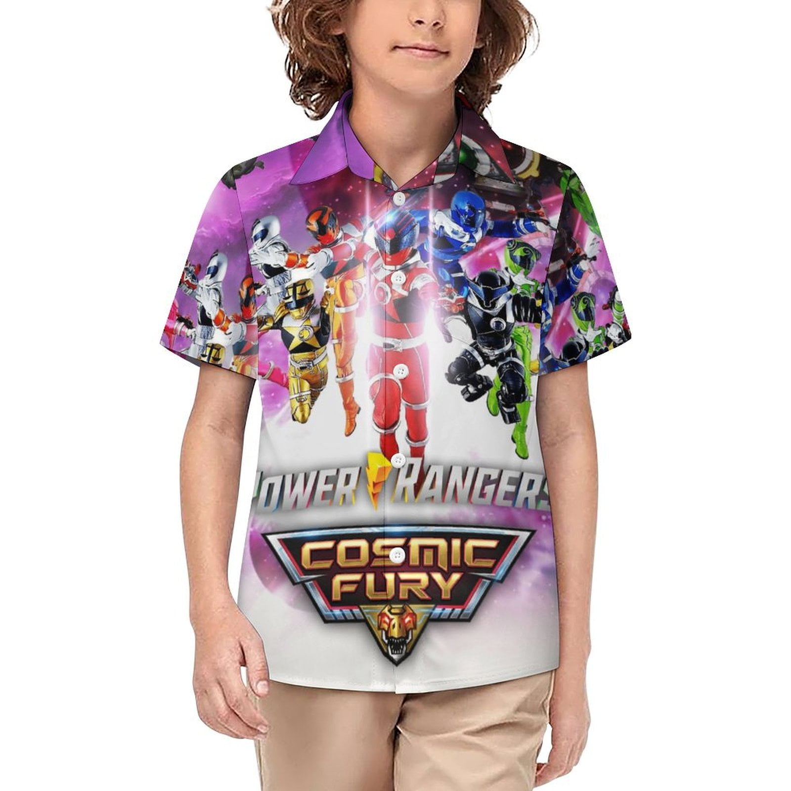 Power Rangers Boys Hawaiian Shirts, Button Down Short Sleeve Tropical ...