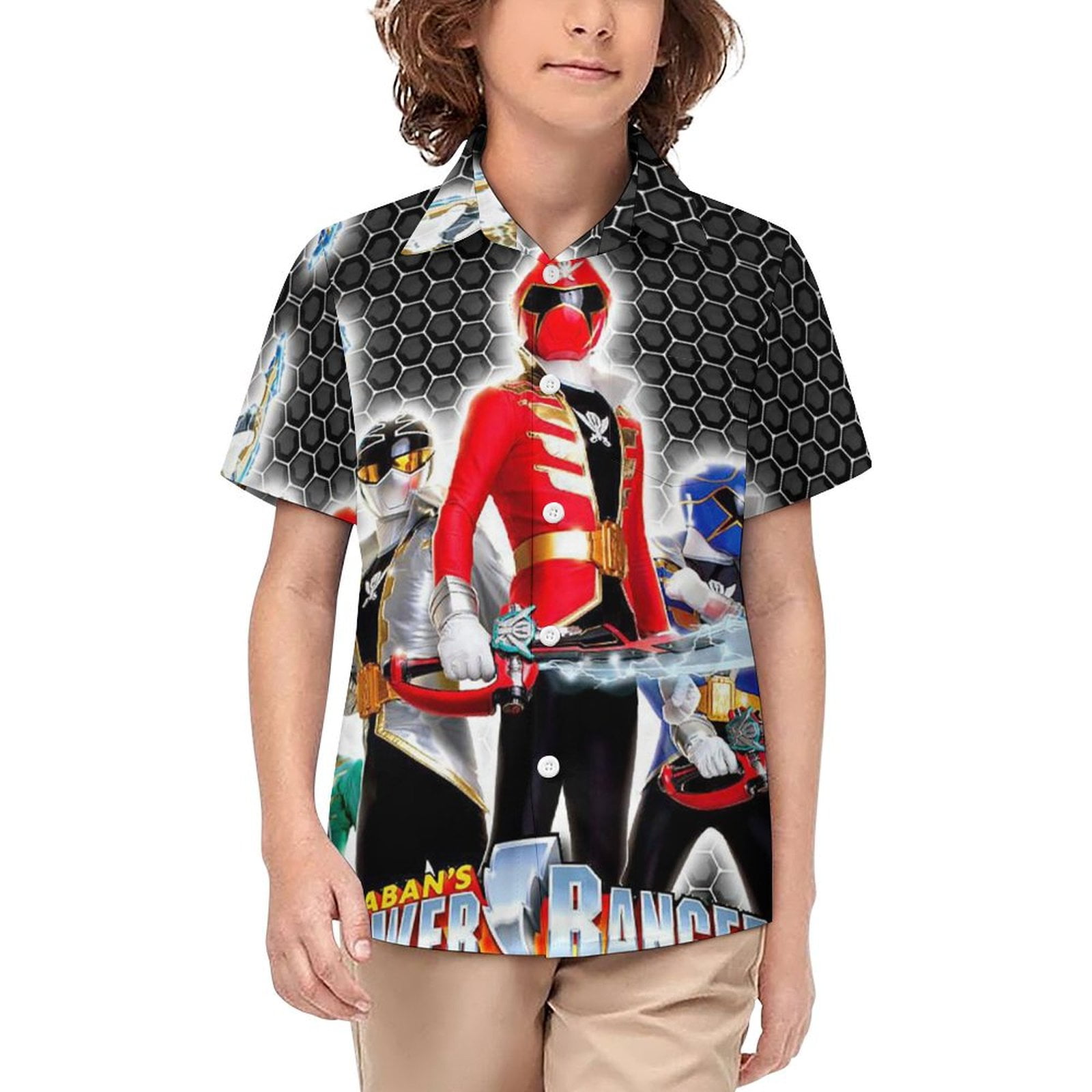 Power Rangers Boys Hawaiian Shirts, Button Down Short Sleeve Tropical ...