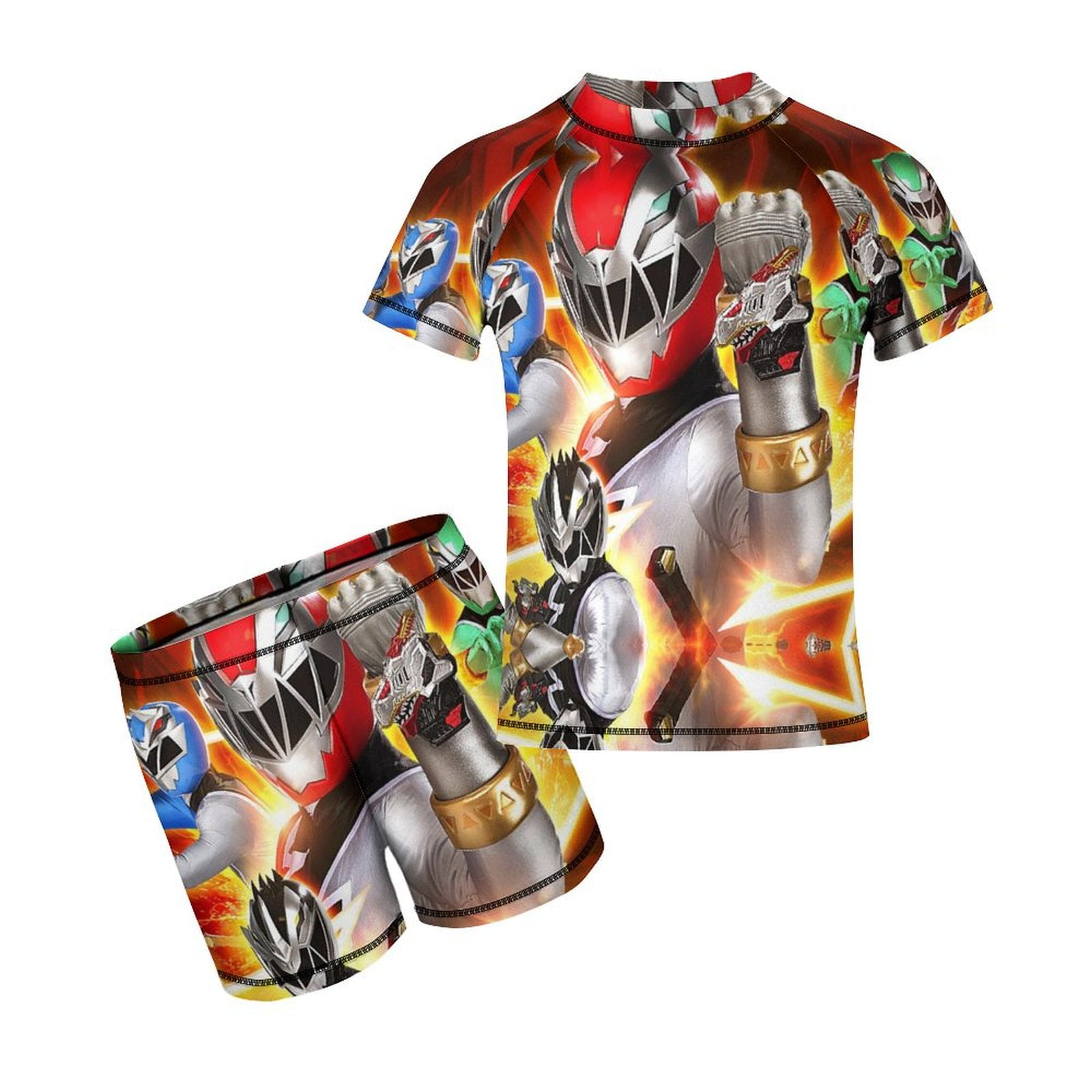 Power Rangers Boys Rash Guard Set 2 Piece Swimsuits Short Sleeve ...
