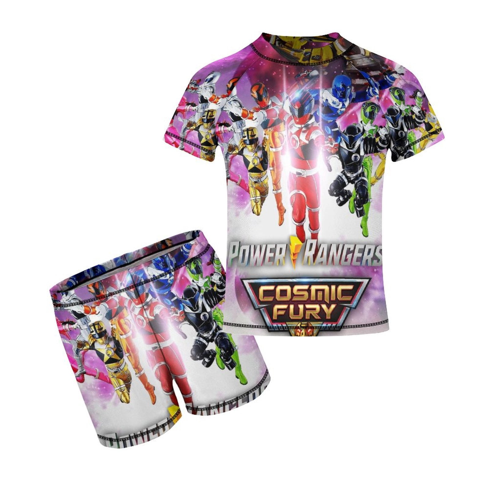 Power Rangers Boys Rash Guard Set 2 Piece Swimsuits Short Sleeve ...