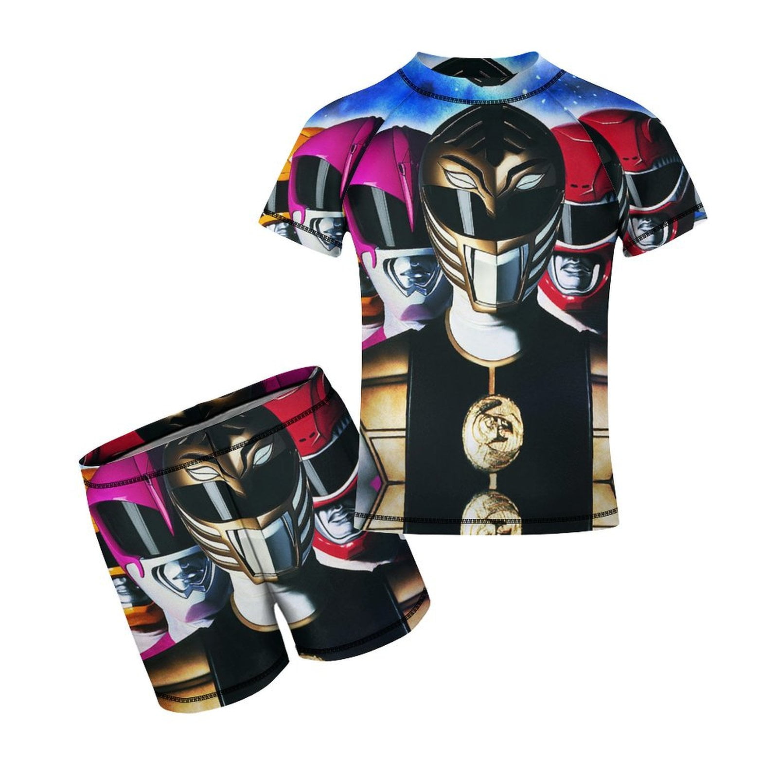 Power Rangers Boys Rash Guard Set 2 Piece Swimsuits Short Sleeve ...