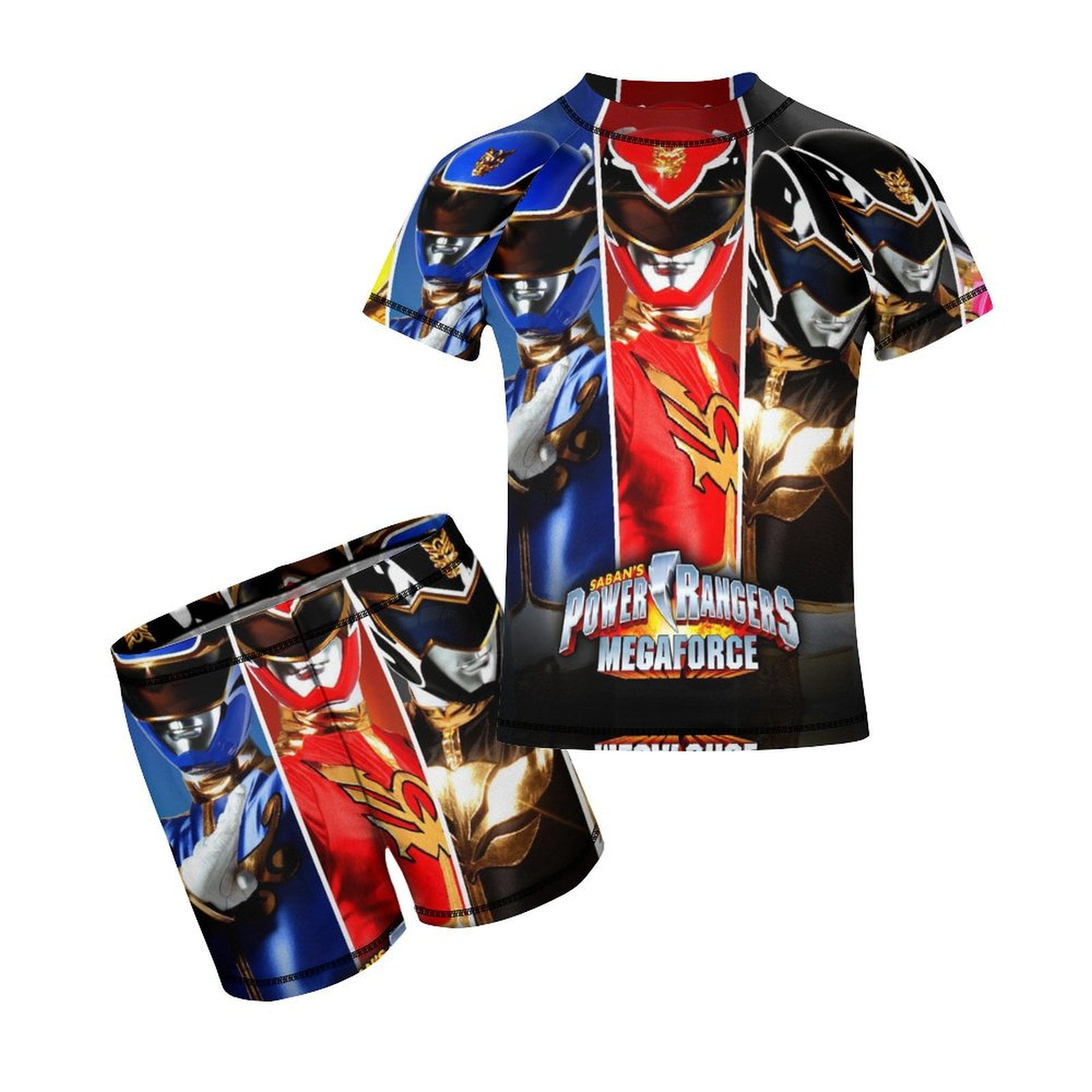 Power Rangers Boys Rash Guard Set 2 Piece Swimsuits Short Sleeve ...