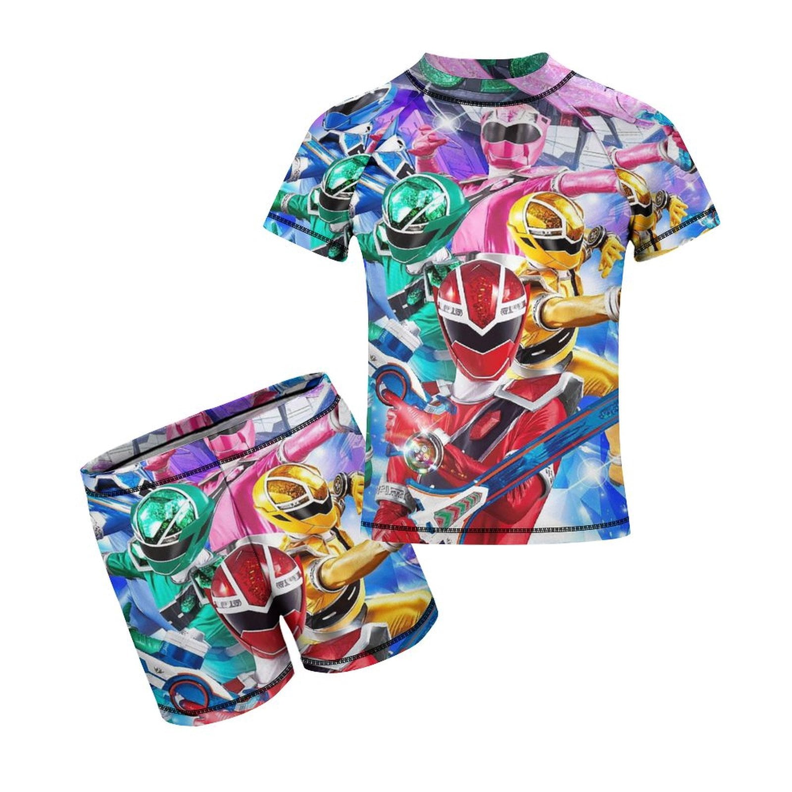 Power Rangers Boys Rash Guard Set 2 Piece Swimsuits Short Sleeve ...