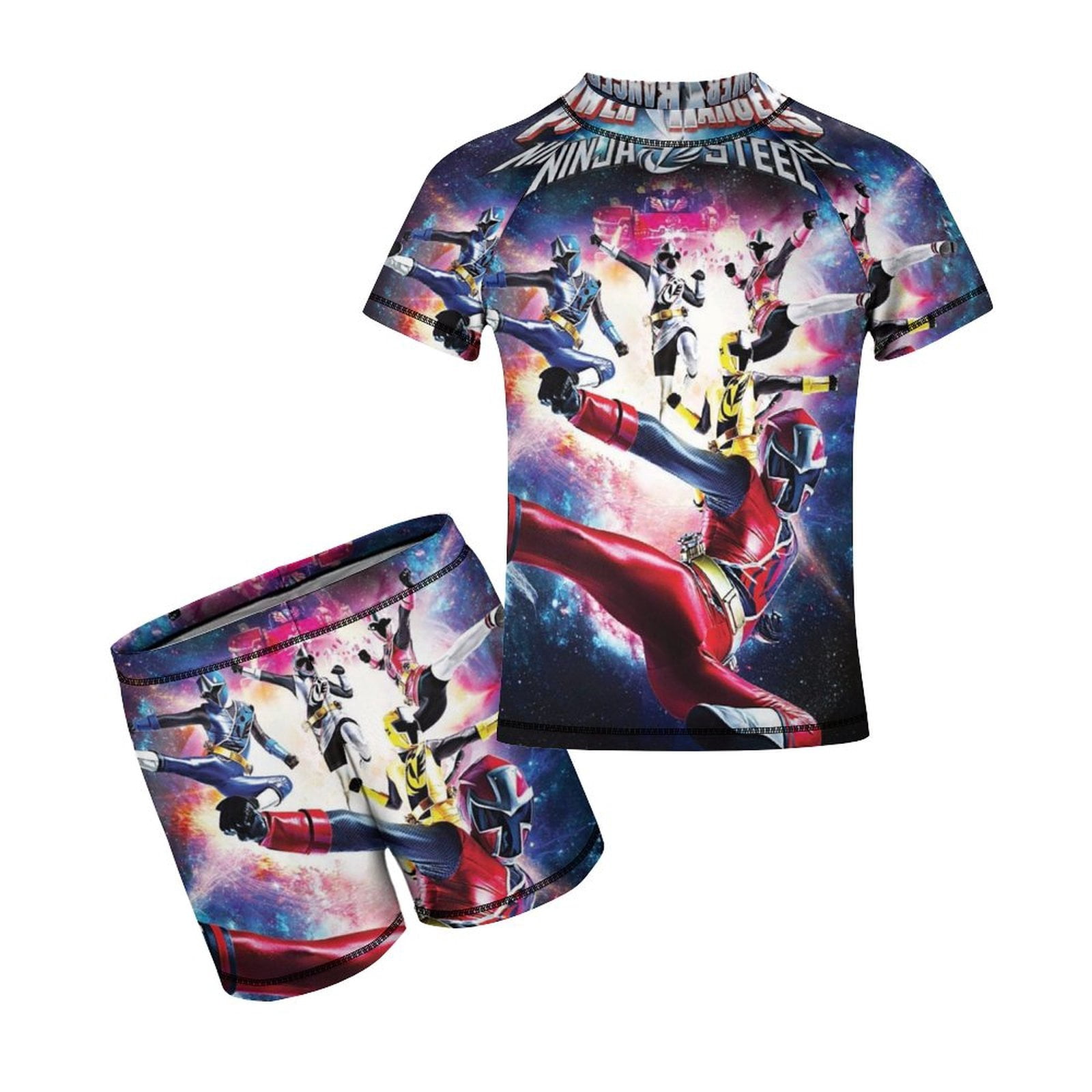 Power Rangers Boys Rash Guard Set 2 Piece Swimsuits Short Sleeve ...