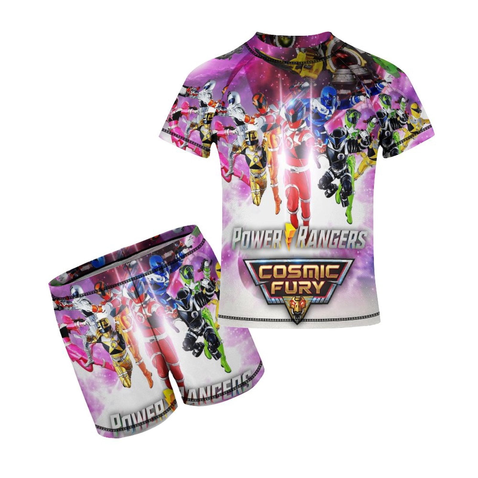 Power Rangers Boys Rash Guard Set 2 Piece Swimsuits Short Sleeve ...