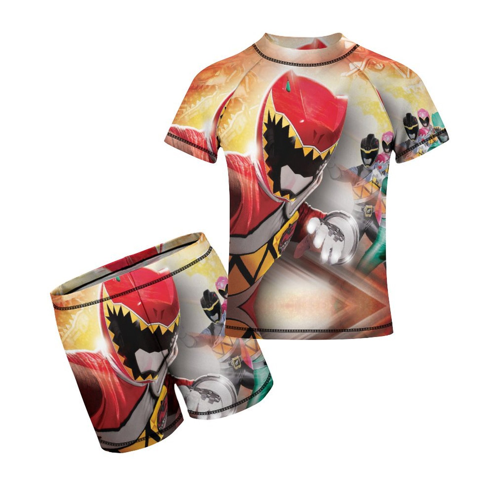 Power Rangers Boys Rash Guard Set 2 Piece Swimsuits Short Sleeve ...
