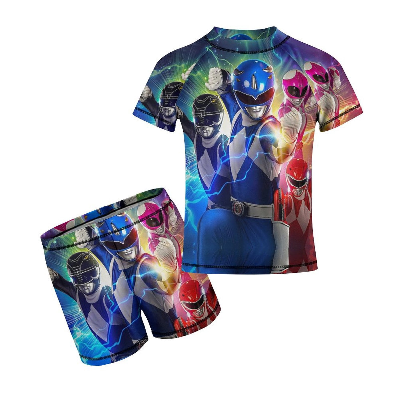 Power Rangers Boys Rash Guard Set 2 Piece Swimsuits Short Sleeve ...