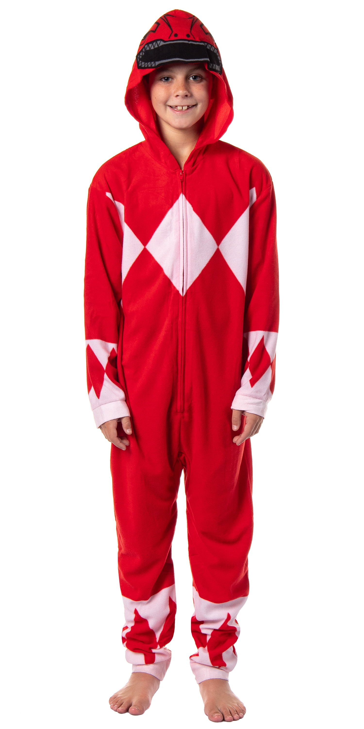 Power Rangers Boys Red Ranger Hooded Costume Union Suit Sleeper Pajama ...