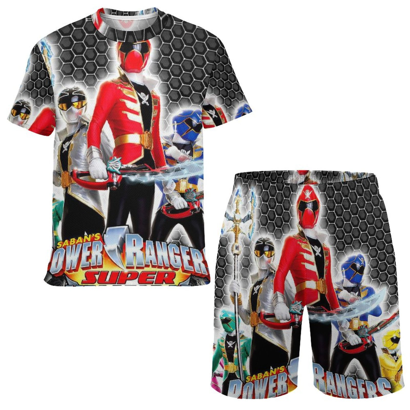 Power Rangers Boys Short Sleeve Mesh T-Shirt And Shorts Outfit Set ...