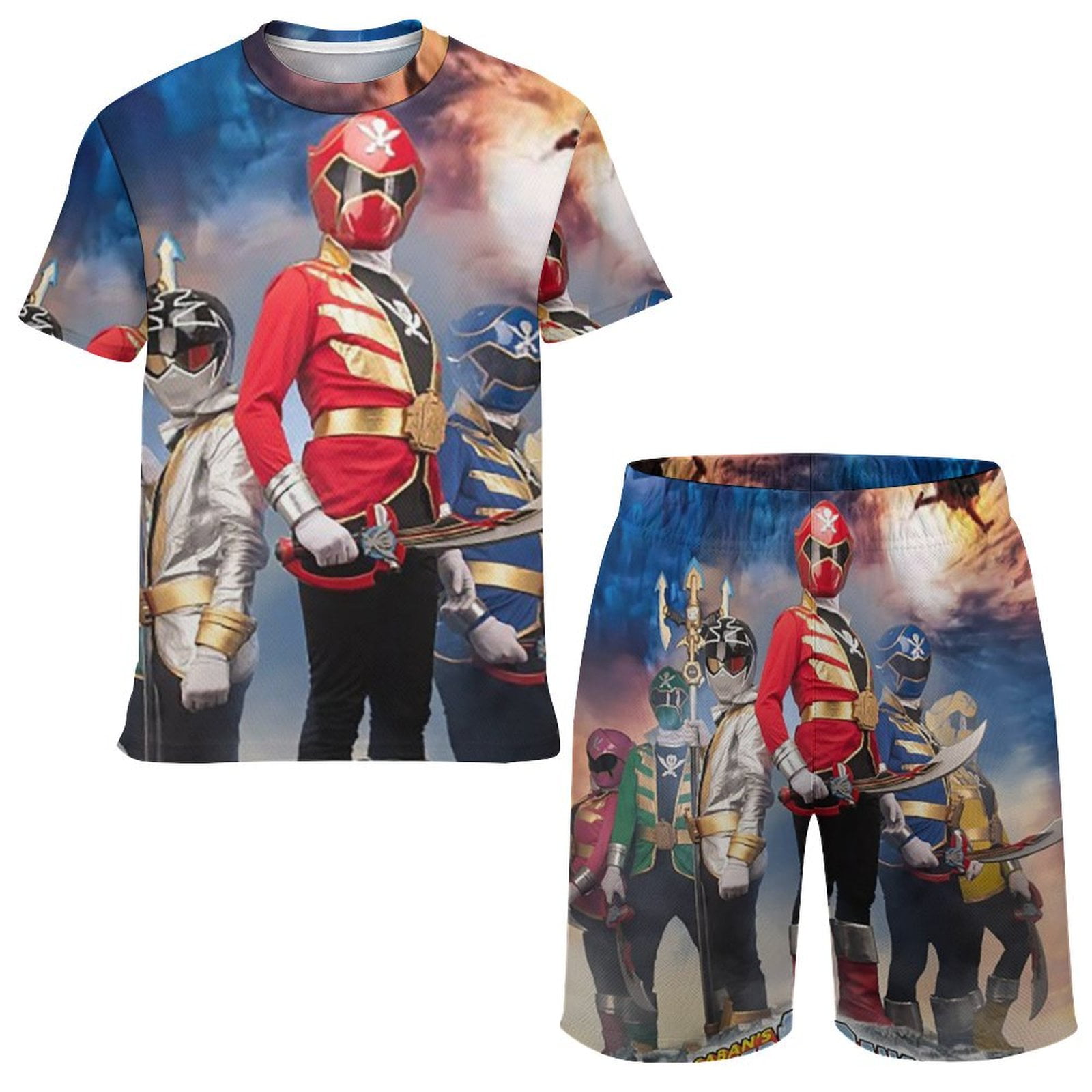Power Rangers Boys Short Sleeve Mesh T-Shirt And Shorts Outfit Set ...