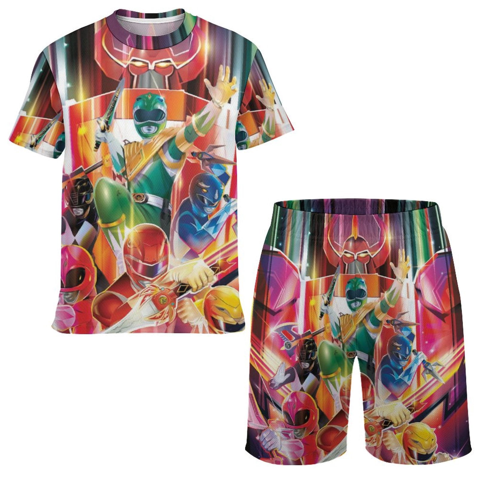 Power Rangers Boys Short Sleeve Mesh T-Shirt And Shorts Outfit Set ...