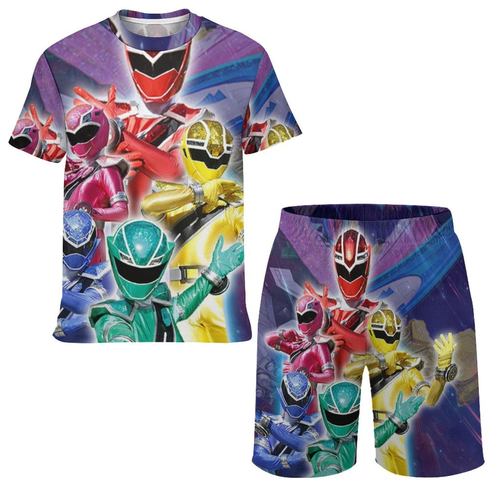 Power Rangers Boys Short Sleeve Mesh T-Shirt And Shorts Outfit Set ...