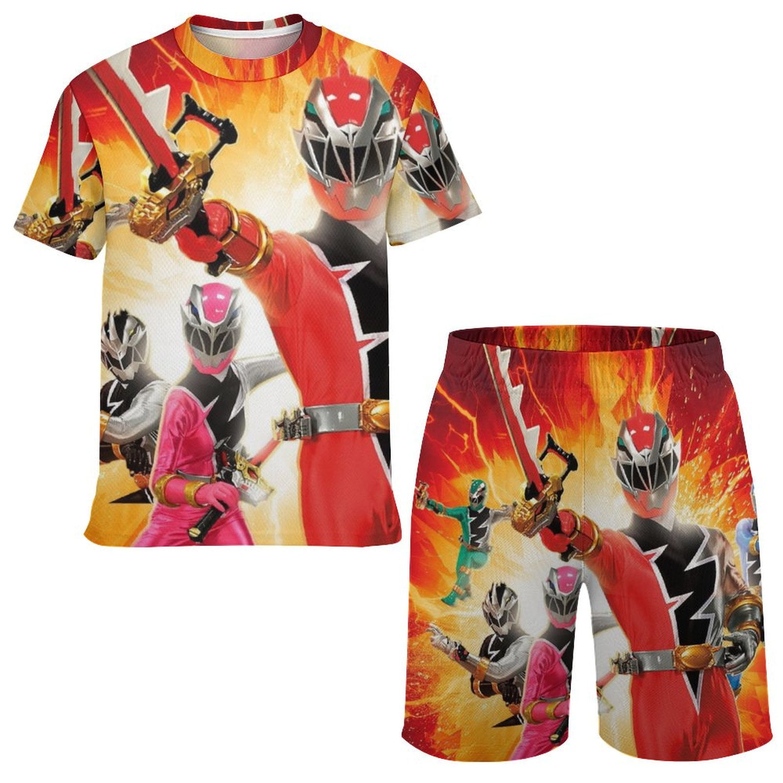 Power Rangers Boys Short Sleeve Mesh T-Shirt And Shorts Outfit Set ...