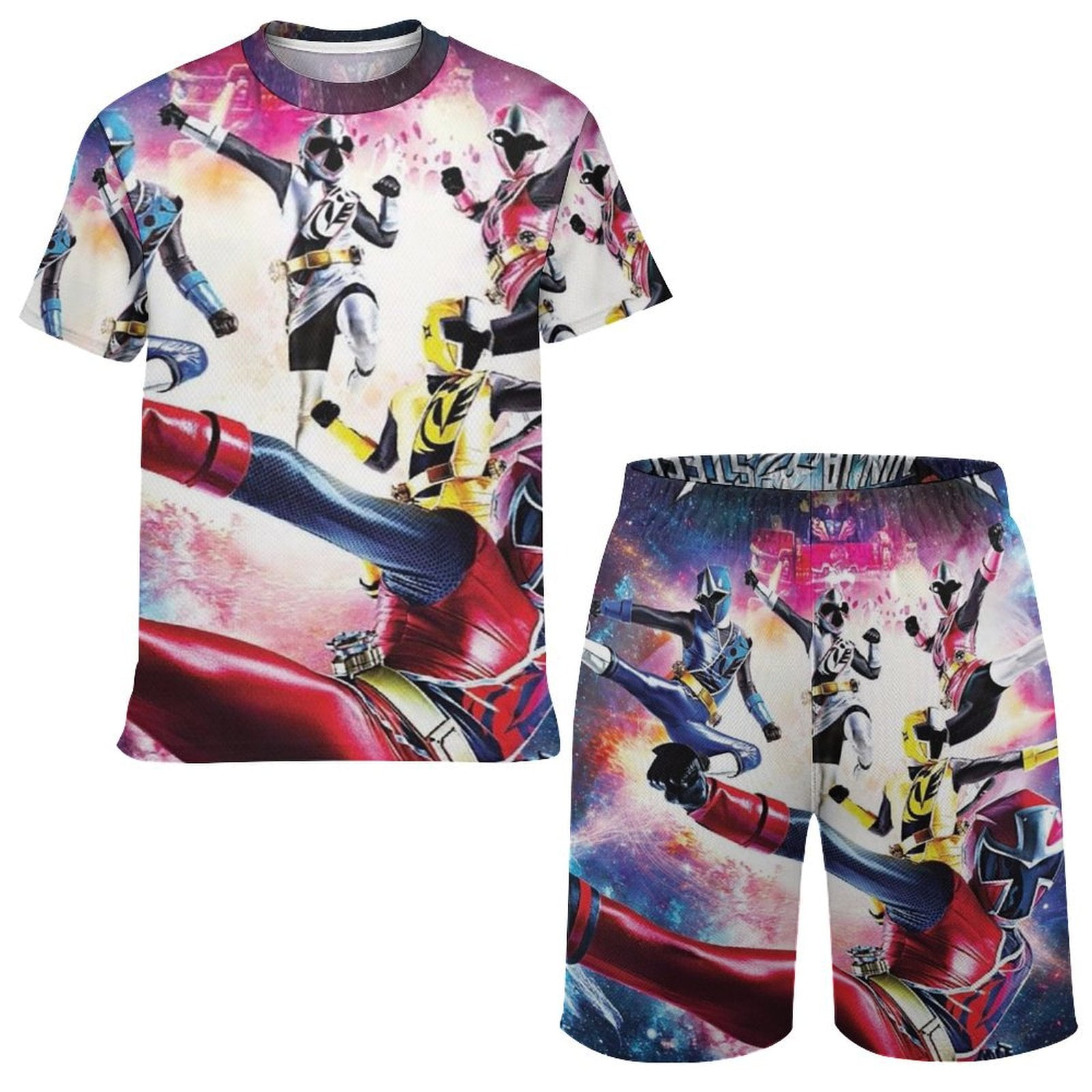 Power Rangers Boys Short Sleeve Mesh T-Shirt And Shorts Outfit Set ...