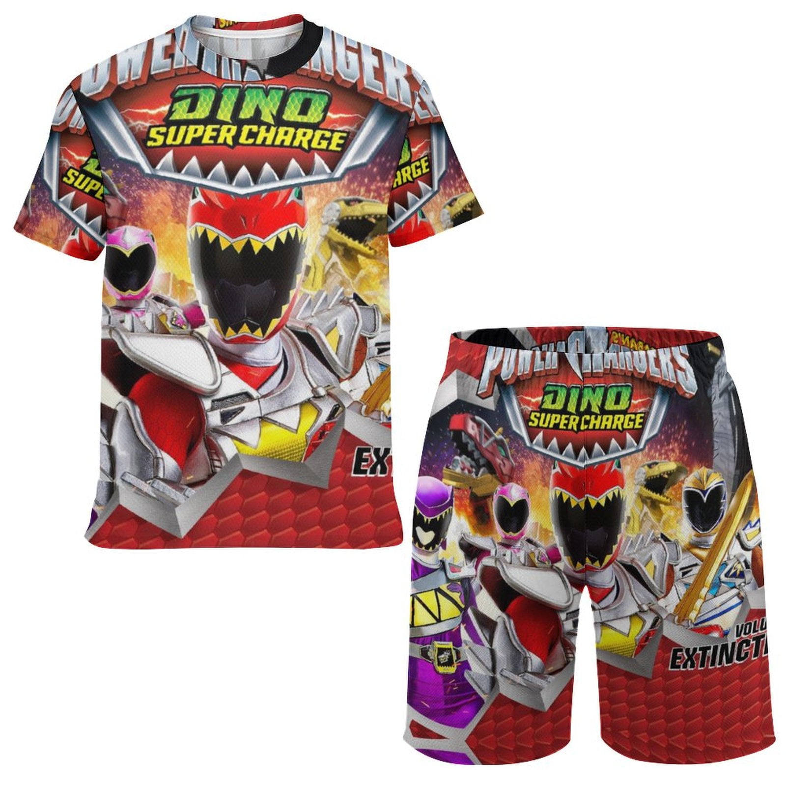 Power Rangers Boys Short Sleeve Mesh T-Shirt And Shorts Outfit Set ...
