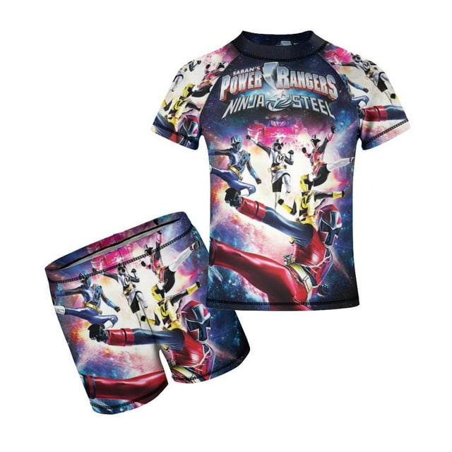 Power Rangers Boys Two Piece Swimsuit Kids Swimwear Set Short Sleeve ...
