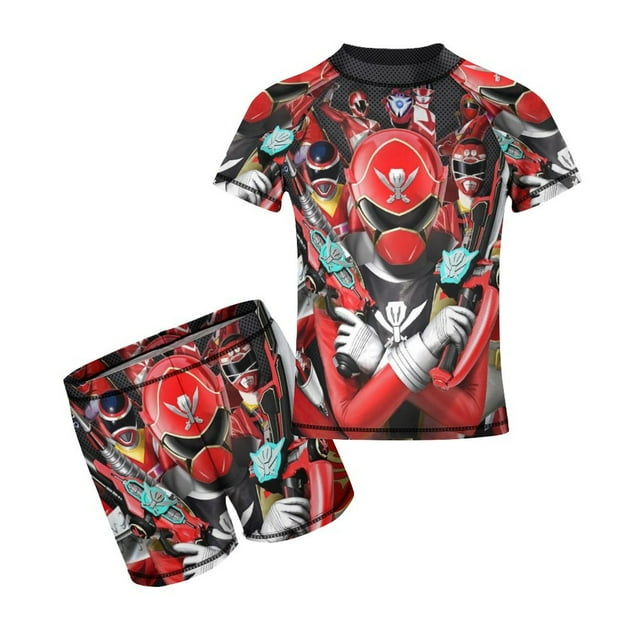Power Rangers Boys Two Piece Swimsuit Kids Swimwear Set Short Sleeve ...