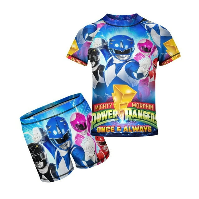 Power Rangers Boys Two Piece Swimsuit Kids Swimwear Set Short Sleeve ...