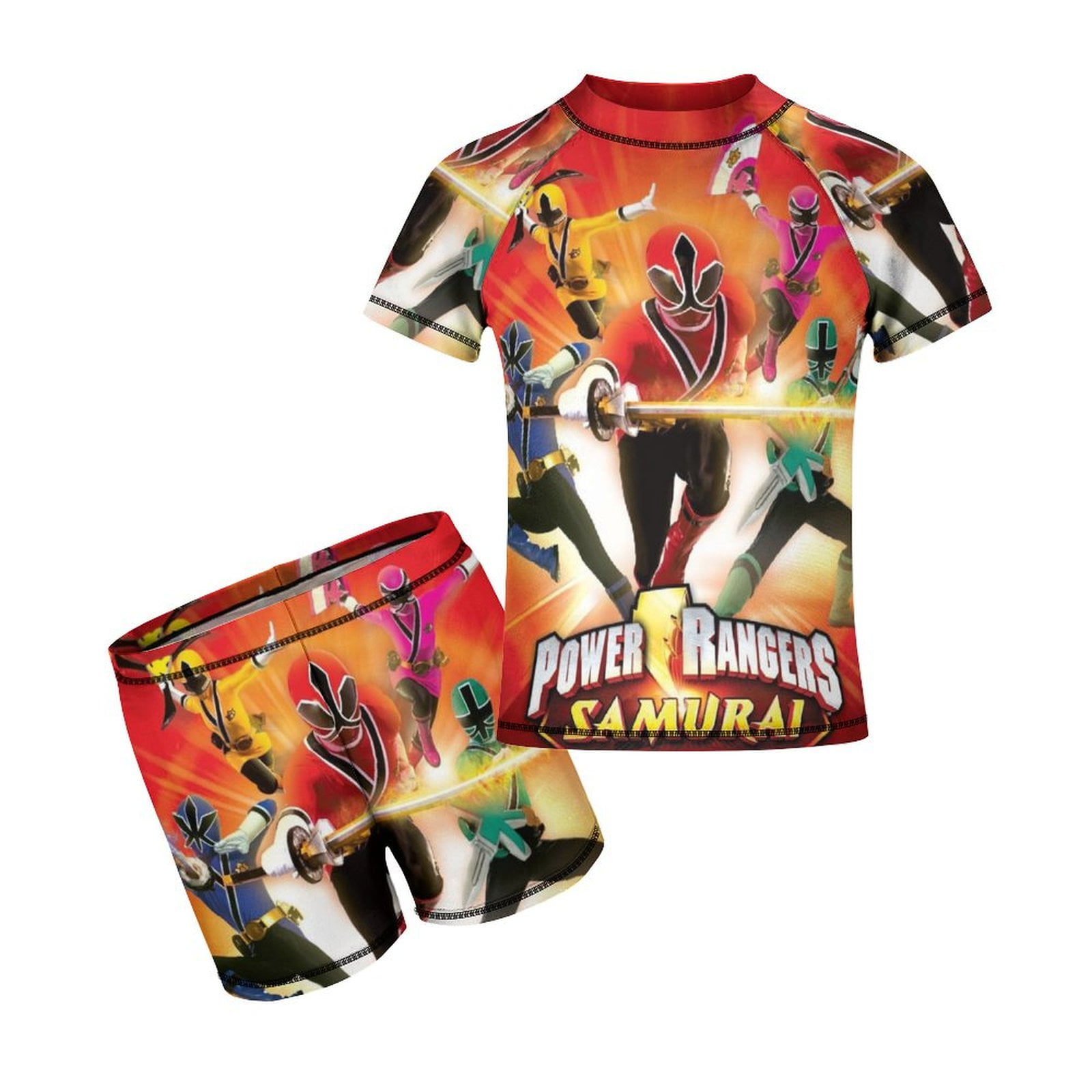 Power Rangers Boys Two Piece Swimsuit Kids Swimwear Set Short Sleeve ...